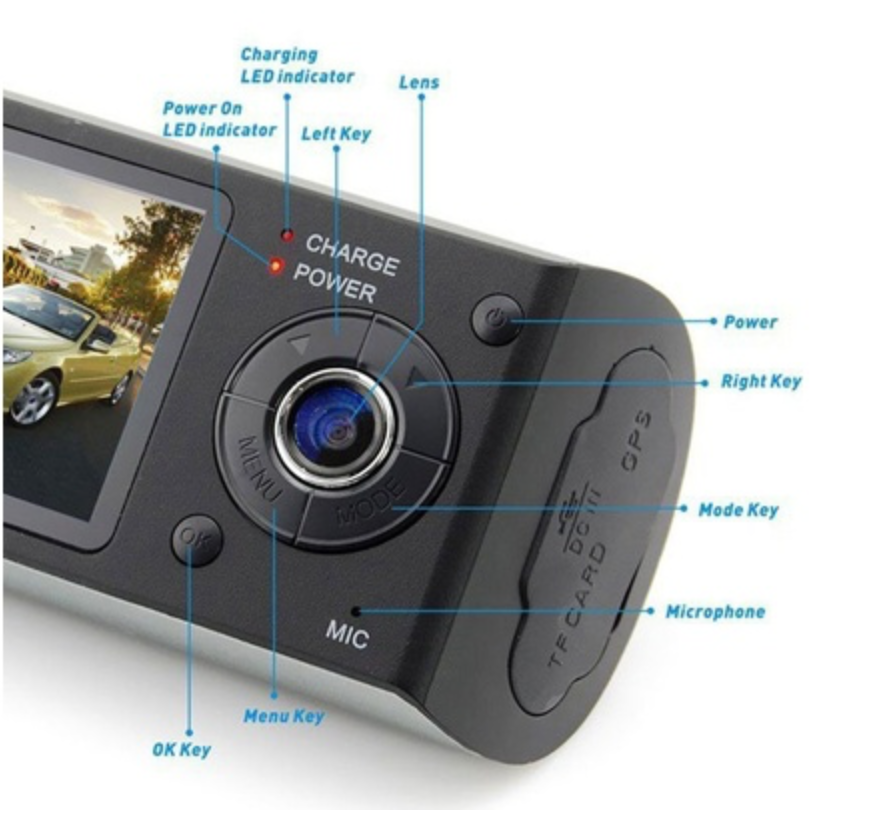 Car DVR Camera Video Recorder Dash Cam G-Sensor GPS Dual Len Cam 2.7 ...